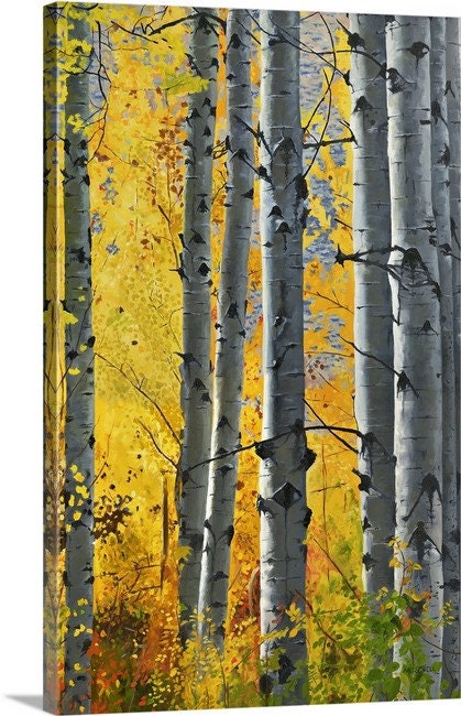 Aspen Art Print, Aspen Tree Wall Art, Yellow Aspen Art Print, Aspen ...