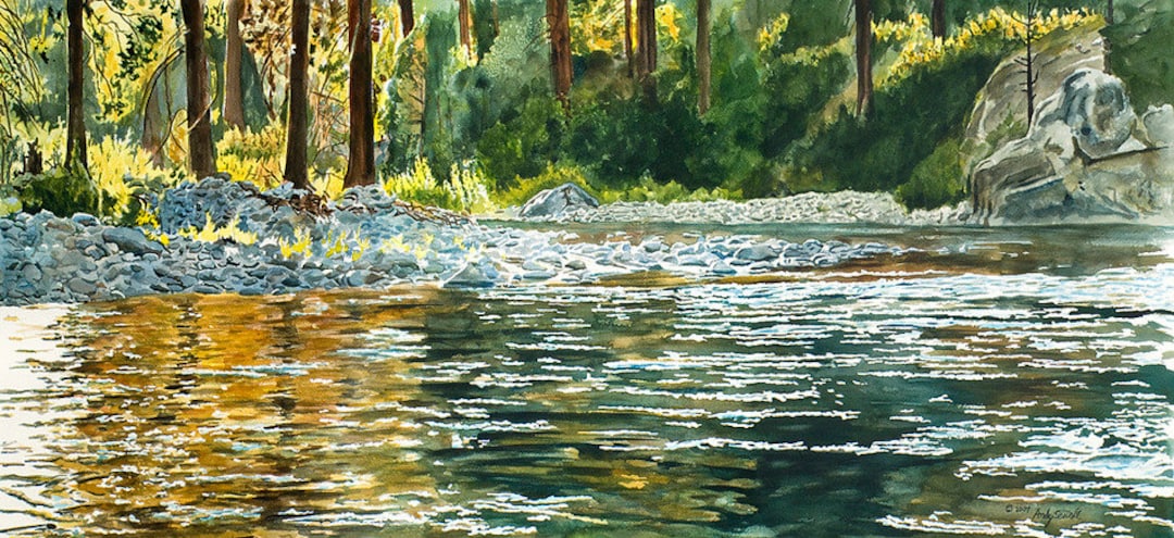 Trout Fishing Creek Art Print: Limited Edition Watercolor River ...
