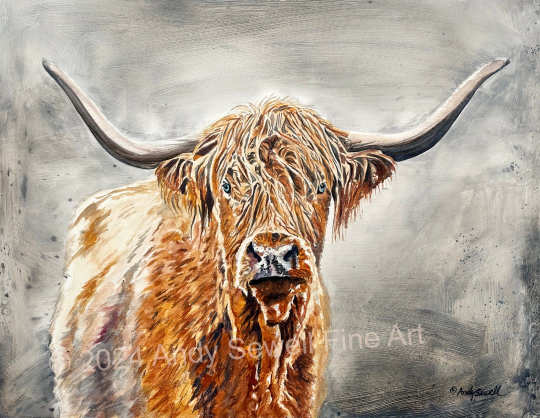 Scottish Highlander Art Print, Cow Wall Art, Highlander Wall Art, Hairy ...