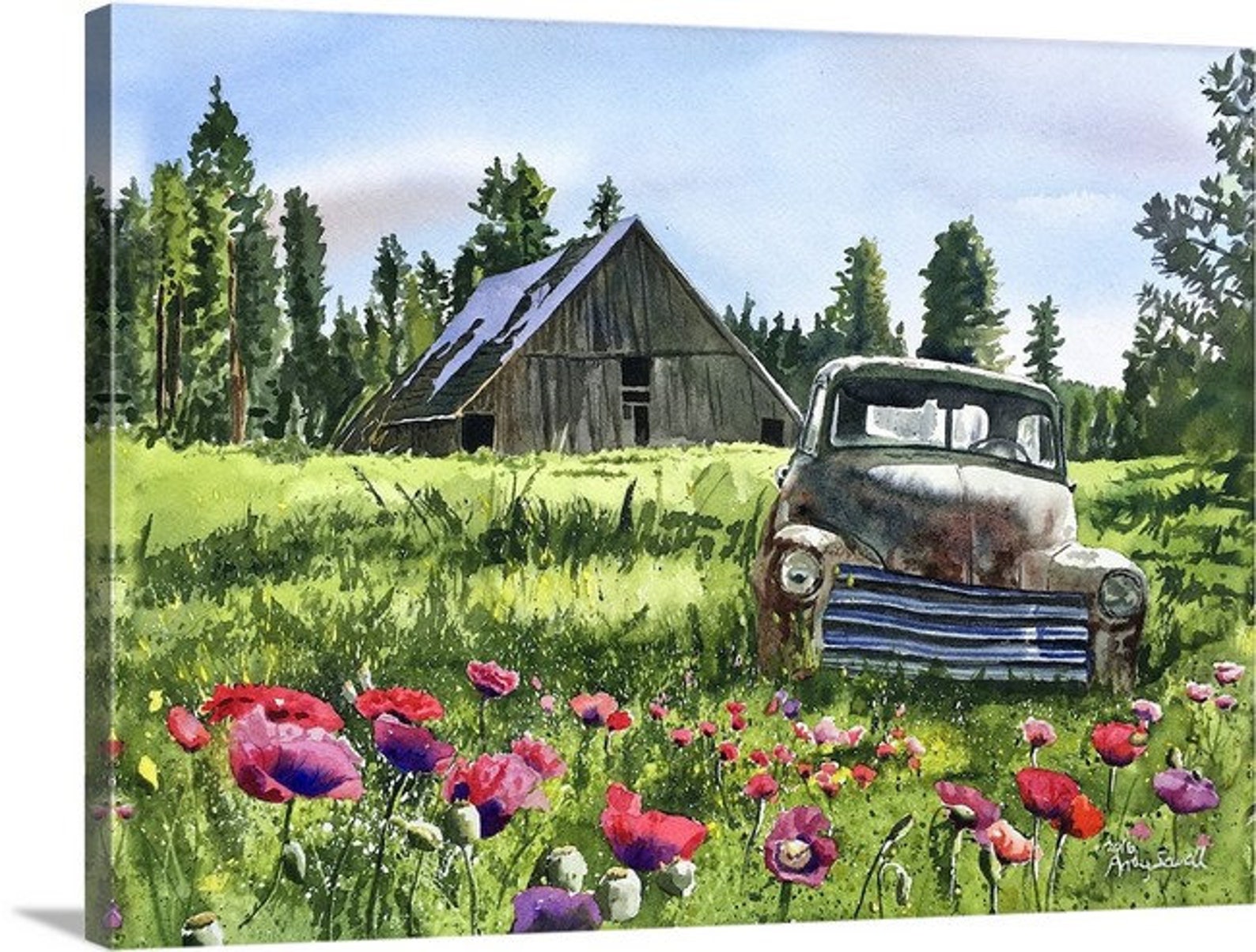Truck Art "5 Window Chevy Truck Poppies Art Red Idaho Trucks" - Etsy