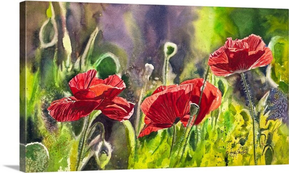 Red Poppy Art Print, Red Poppy Watercolor, Poppy Wall Art, Red Poppies ...