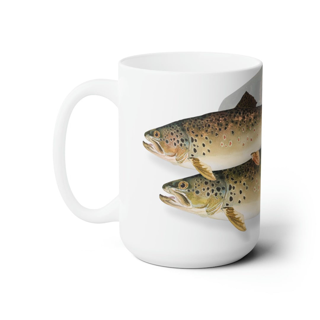Fine Art Mug, Brown Trout Mug, Fisherman Mug, Trout Fishing Mug, Fish ...