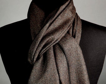 Dark Brown Plaid Scarf Wool Scarf Black and Brown Men's Scarves Elegant ...