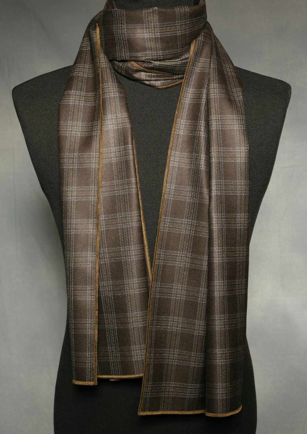 Dark Brown Scarf Wool Scarf Dark Brown Scarf Plaid Scarf - Etsy