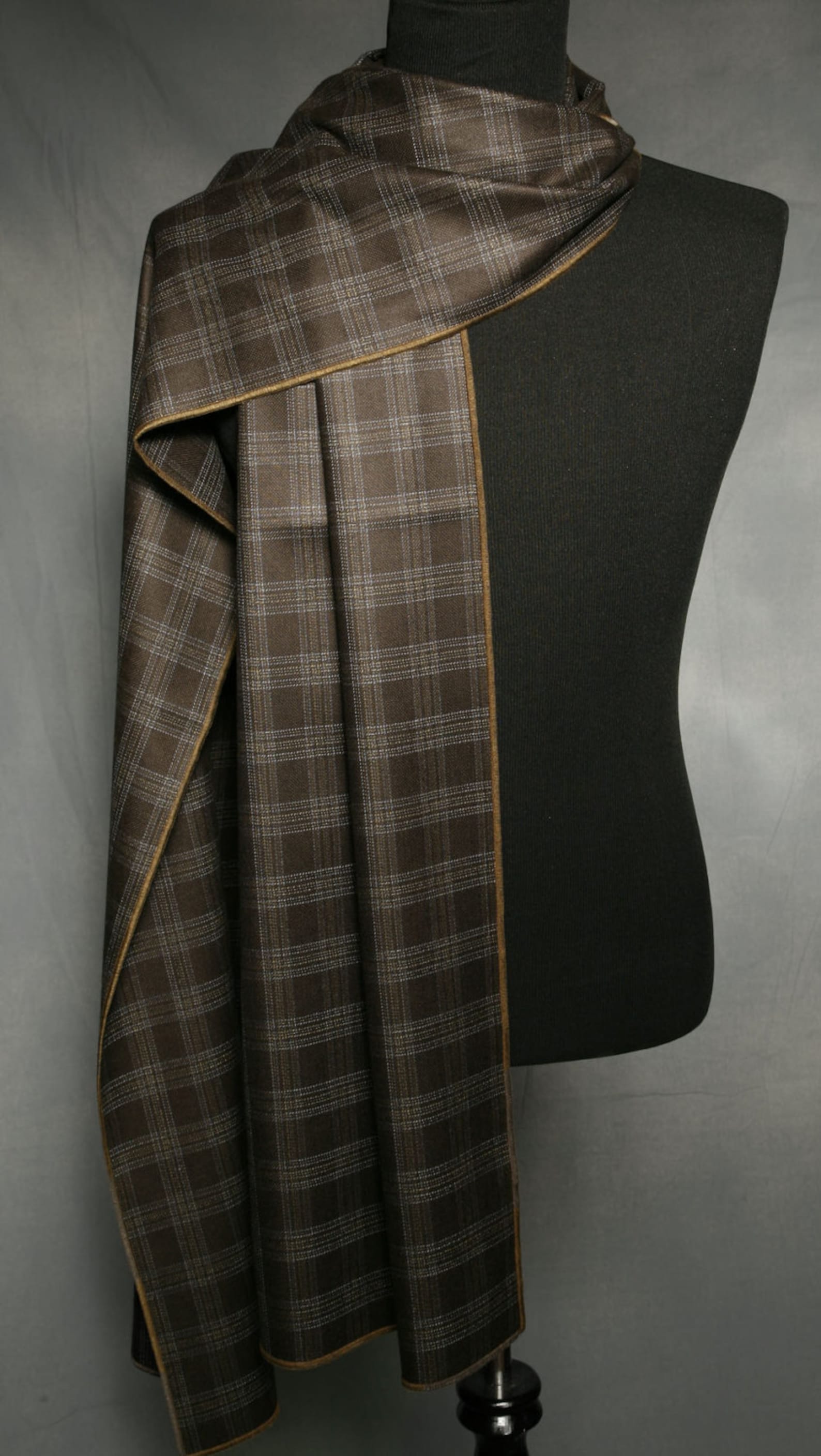 Dark Brown Scarf Wool Scarf Dark Brown Scarf Plaid Scarf Men's Scarves ...
