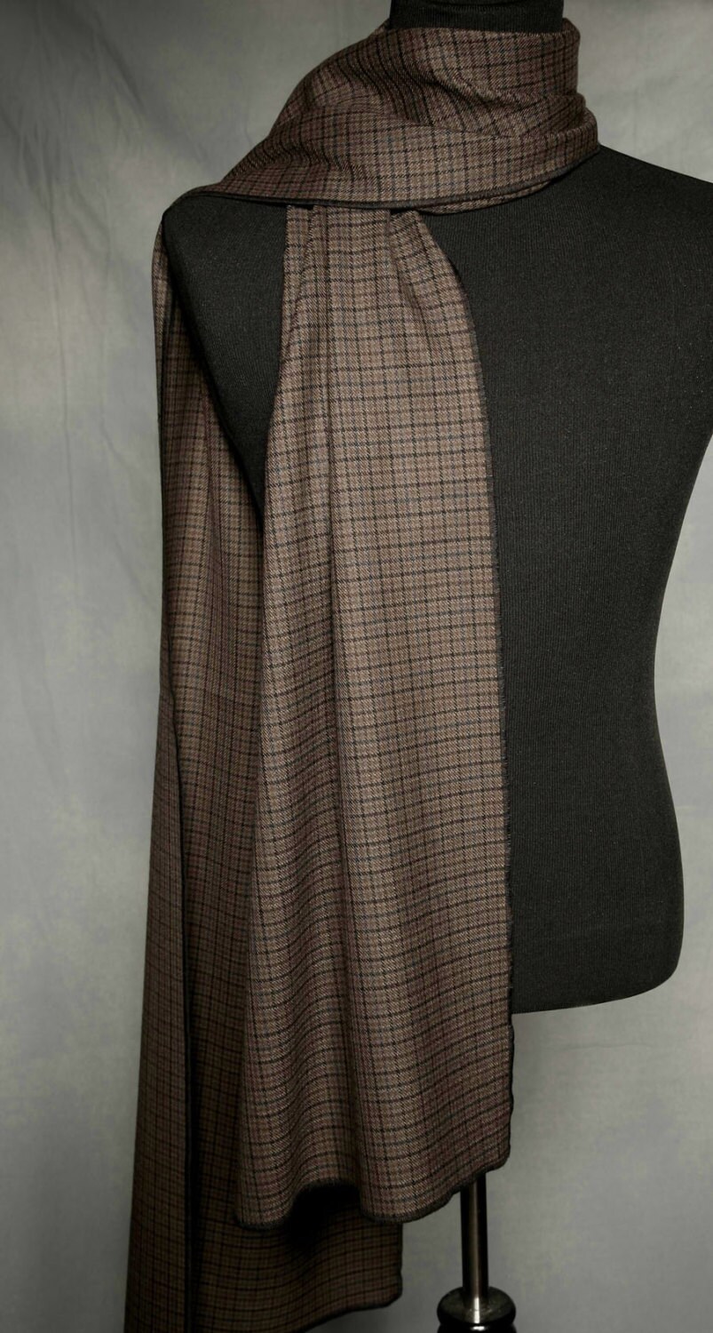 Dark Brown Plaid Scarf Wool Scarf Black and Brown Men's Scarves Elegant ...