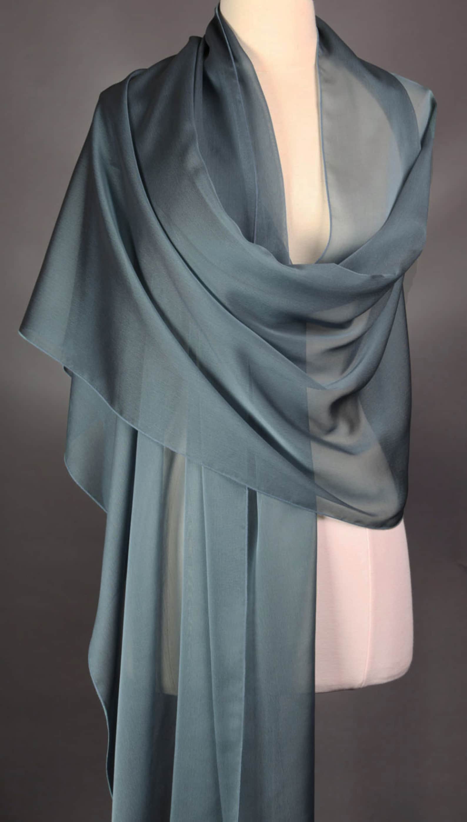 Long Blue Scarf Iridescent Long Scarf Ladies Fashion Neck Scarves Muted ...