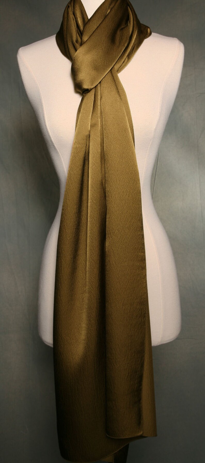 Brown Silk Scarf Handmade Solid Color Bronze Charmeuse Luxury Scarf ...