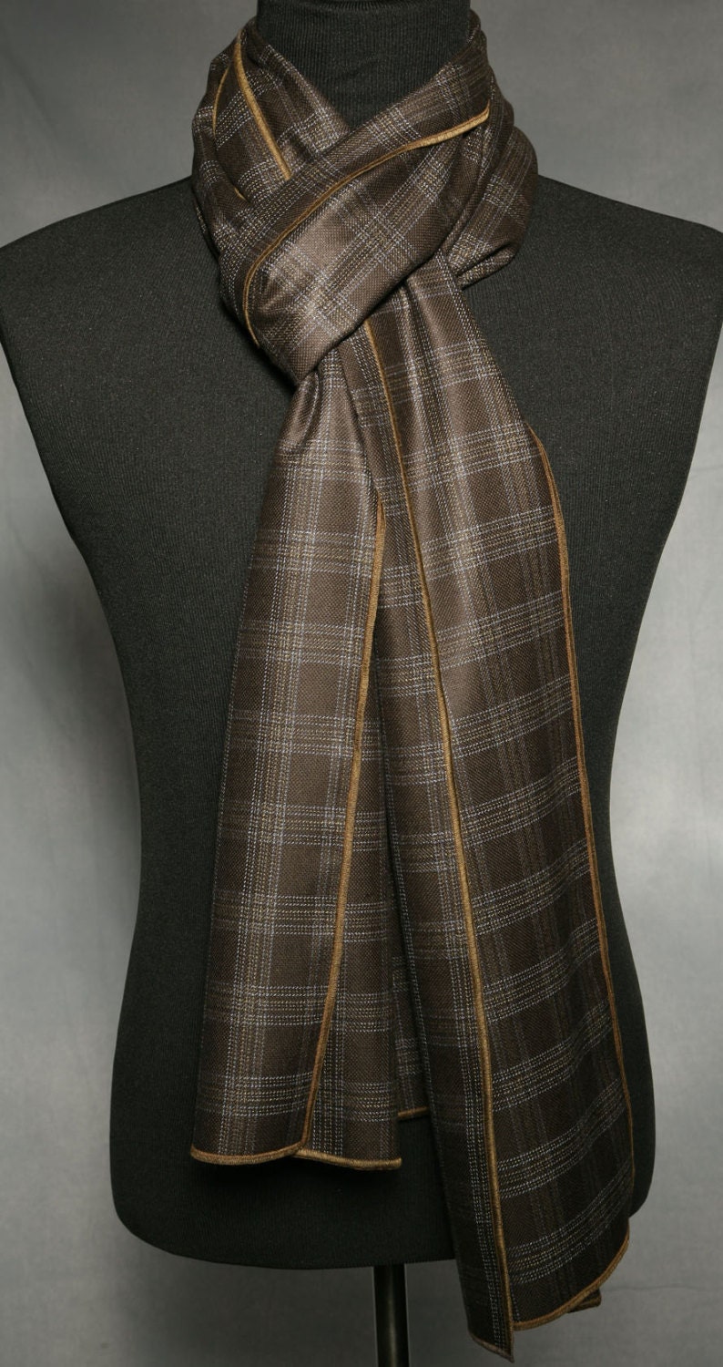 Dark Brown Scarf Wool Scarf Dark Brown Scarf Plaid Scarf Men's Scarves ...