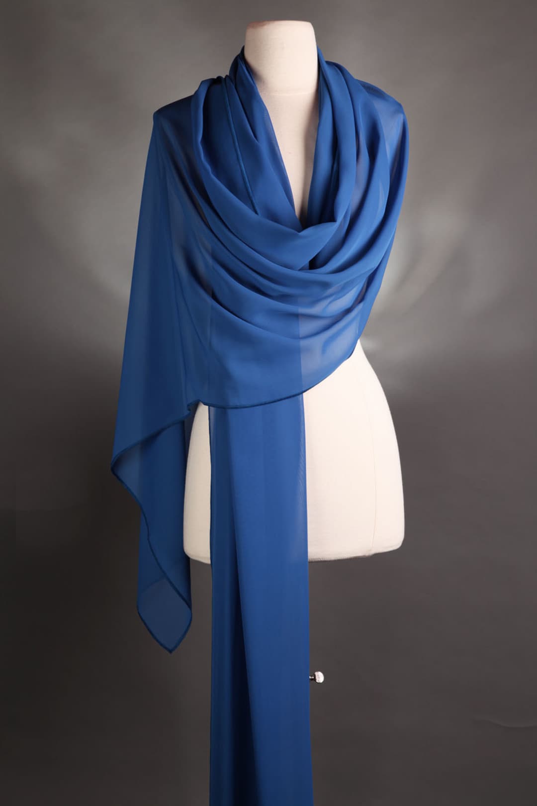 Blue Scarf Polyester Long Scarf Ladies Fashion Chiffon Scarves Neck ...
