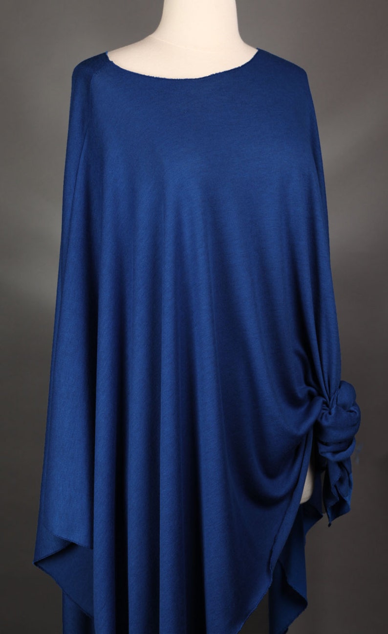 Blue Poncho Knit Jersey Glam Ponchos Womens Fashion Ladies Etsy