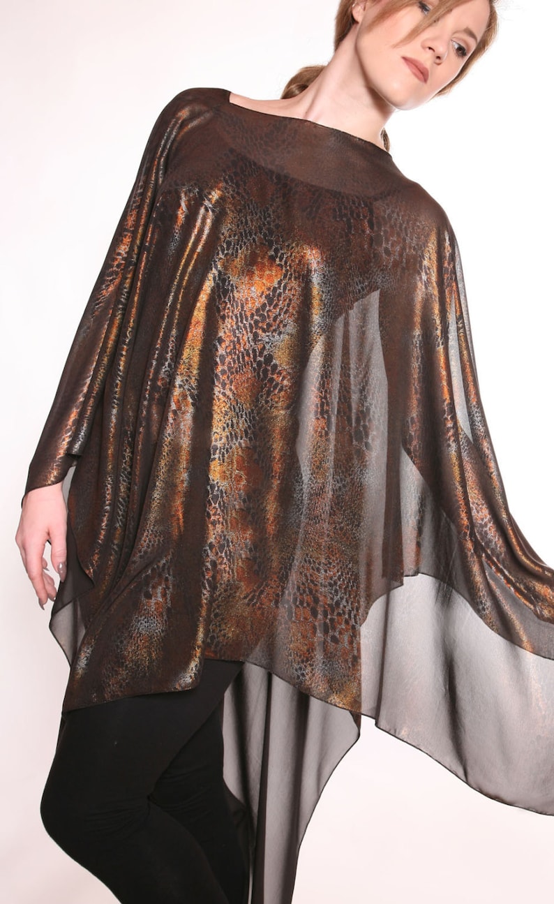 Metallic Poncho Evening Ponchos Handmade Poncho Hi-lo Poncho Glamorous ...