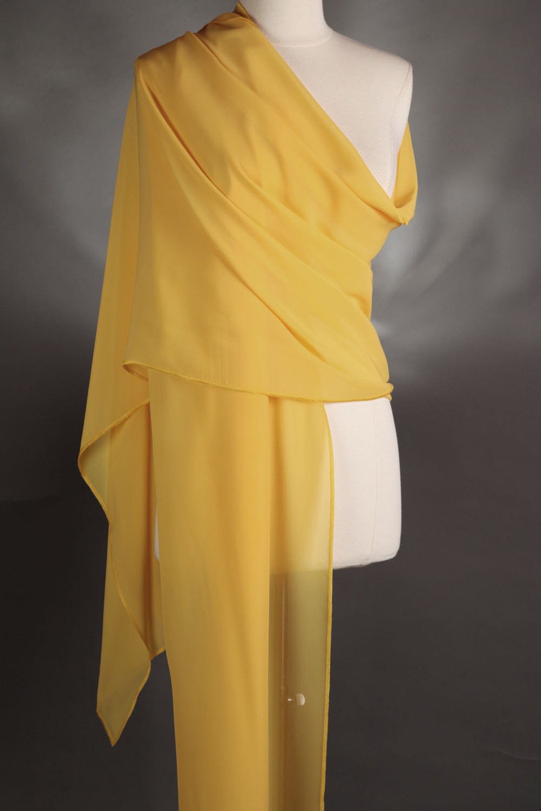 Yellow Scarf Polyester Long Scarf Golden Yellow Ladies Fashion Chiffon ...