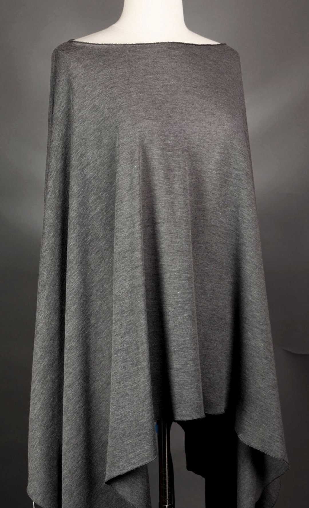 Gray Poncho Knit Jersey Glam-ponchos Heather Gray Poncho Womens Fashion ...