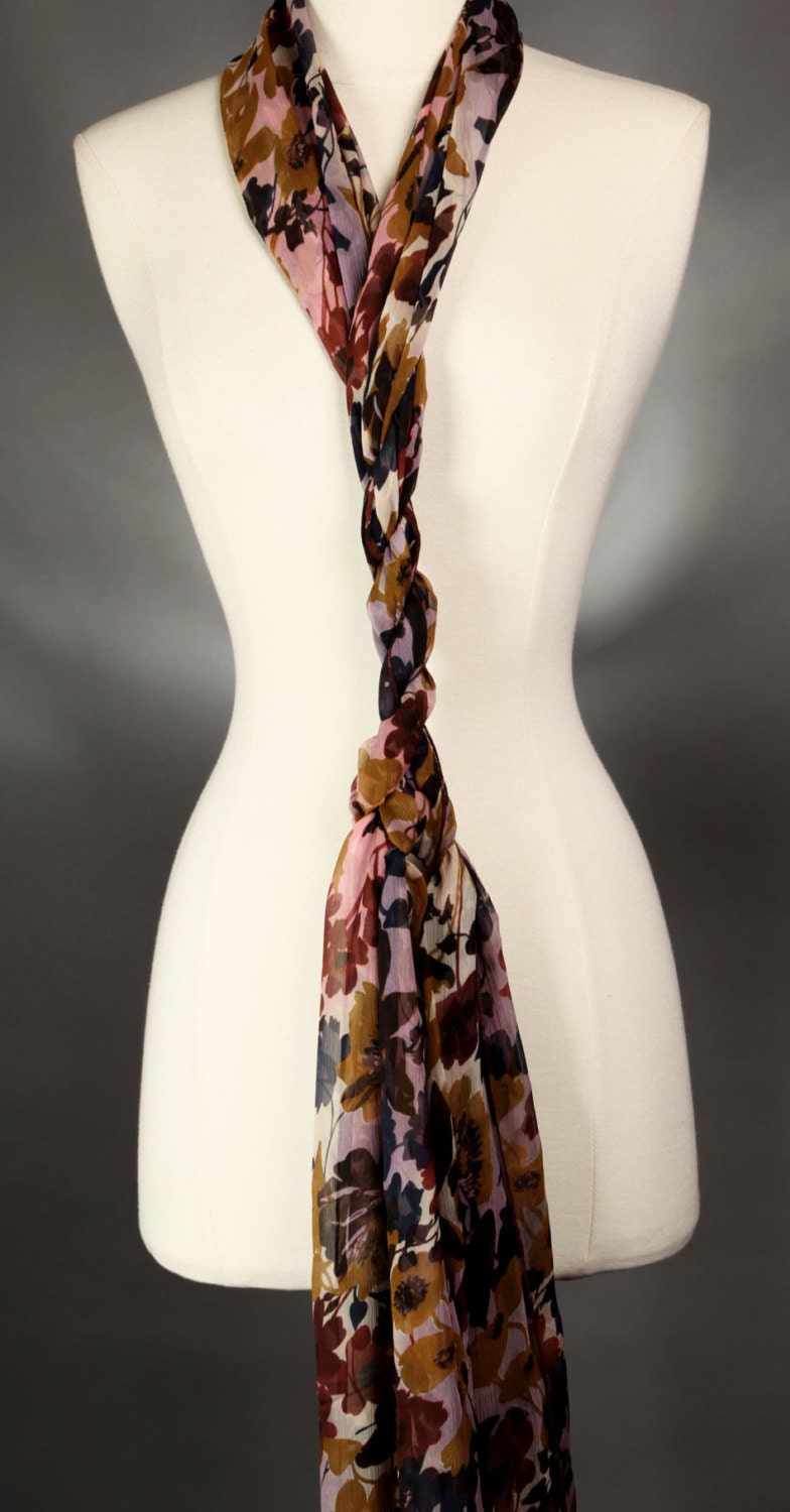 Bufanda de seda Bufanda Bufanda larga Bufanda Floral Bufandas - Etsy España