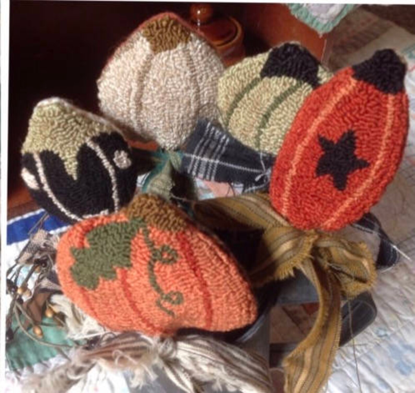 Instant E-pattern! Five Little Pumpkins Punch Needle Pattern. Perfect Prim Design Fall Halloween ...
