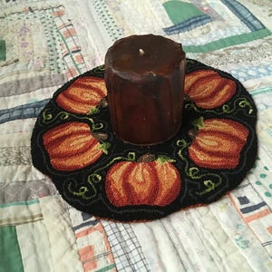 Instant Download PDF Pattern! Pumpkin Candle Mat. Punch Needle Design ...