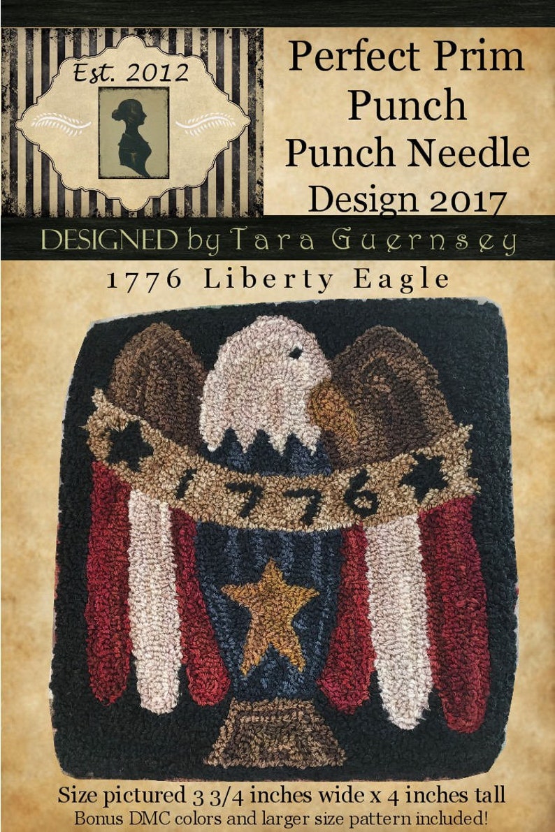 PDF - Liberty Eagle - Punch Needle Pattern - American Flag Folk Art ...