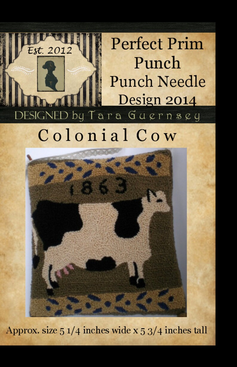 PDF - Colonial Cow - Punch Needle Pattern - Prim Folk Art (digital ...