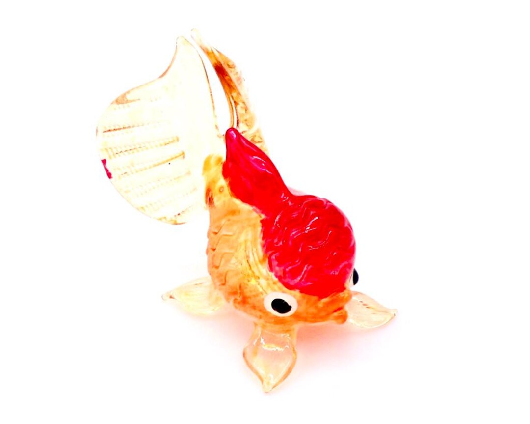 Hand Blown Glass Miniature Funny Goldfish Fish Sea Animal Cute Orange ...