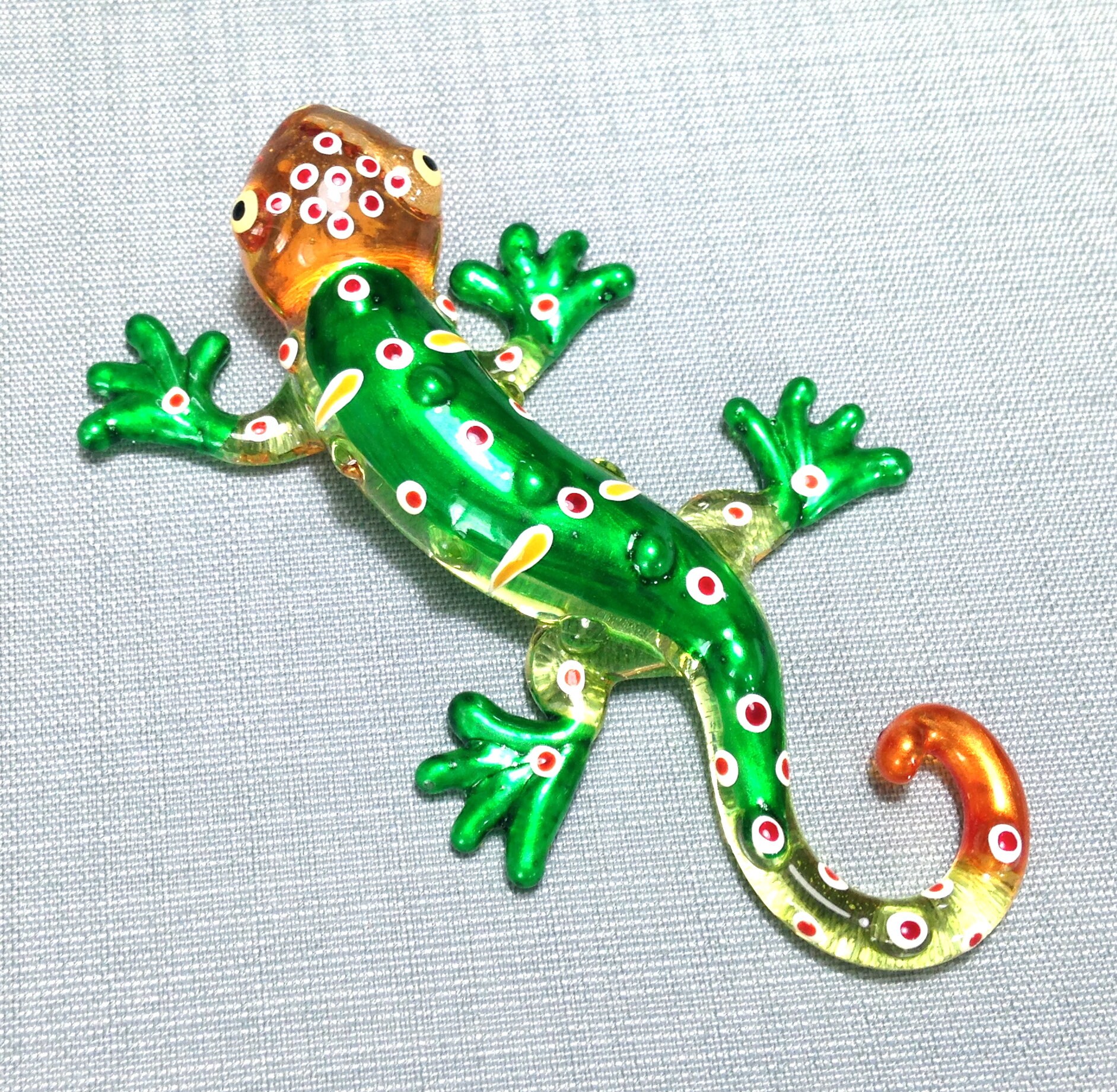 Glass Art Art & Collectibles Blown glass terrarium animal Green lizard ...
