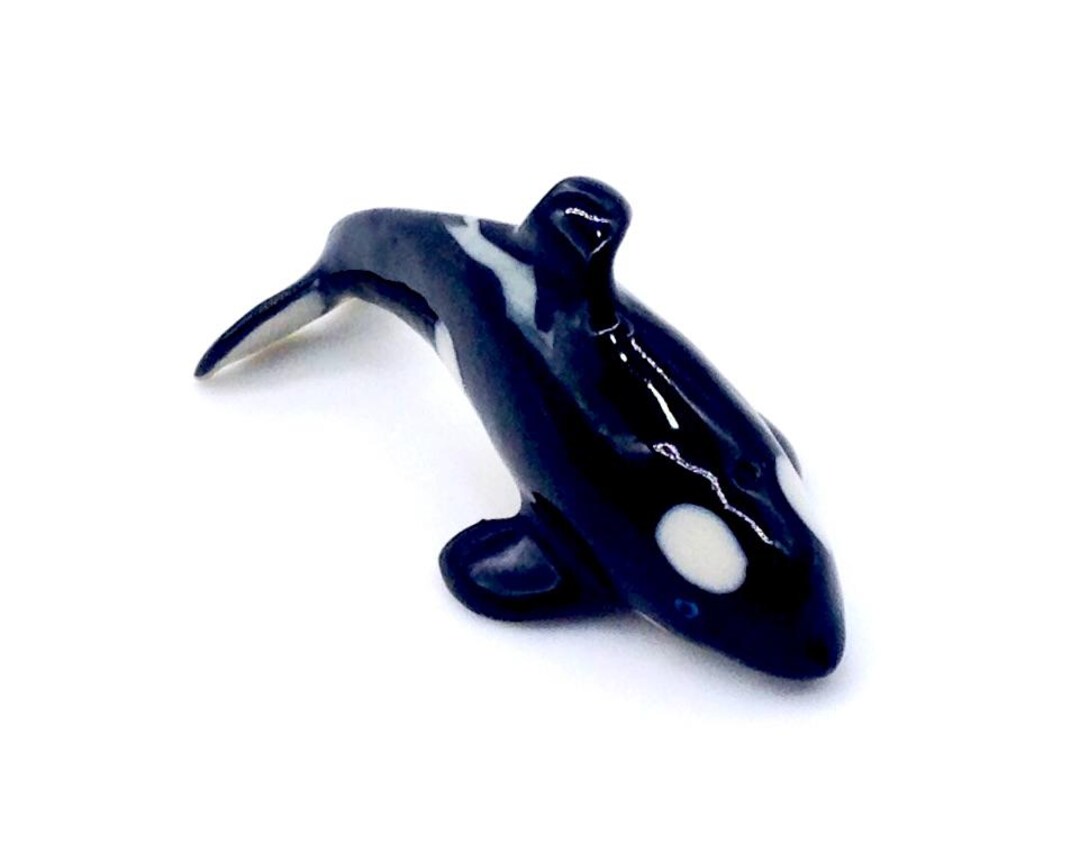 Miniature Ceramic Killer Whale Orca Fish Animal Little Black White ...