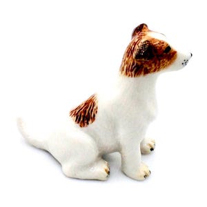 Miniature Ceramic Dog Jack Russell Terrier Sit Animal Little Brown ...