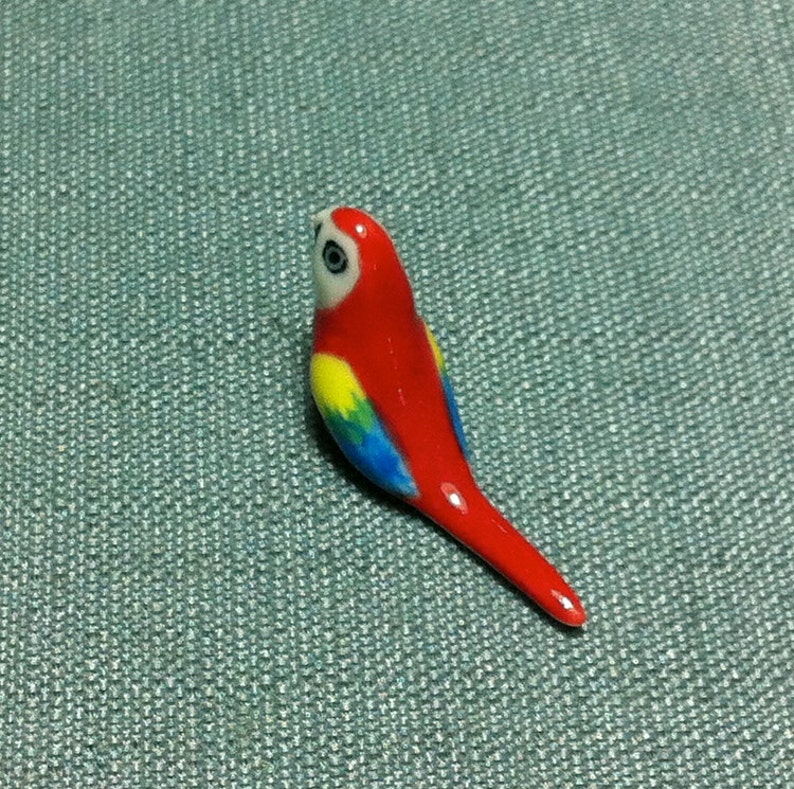 Miniature Ceramic Parrot Exotic Bird Animal Cute Little Tiny | Etsy