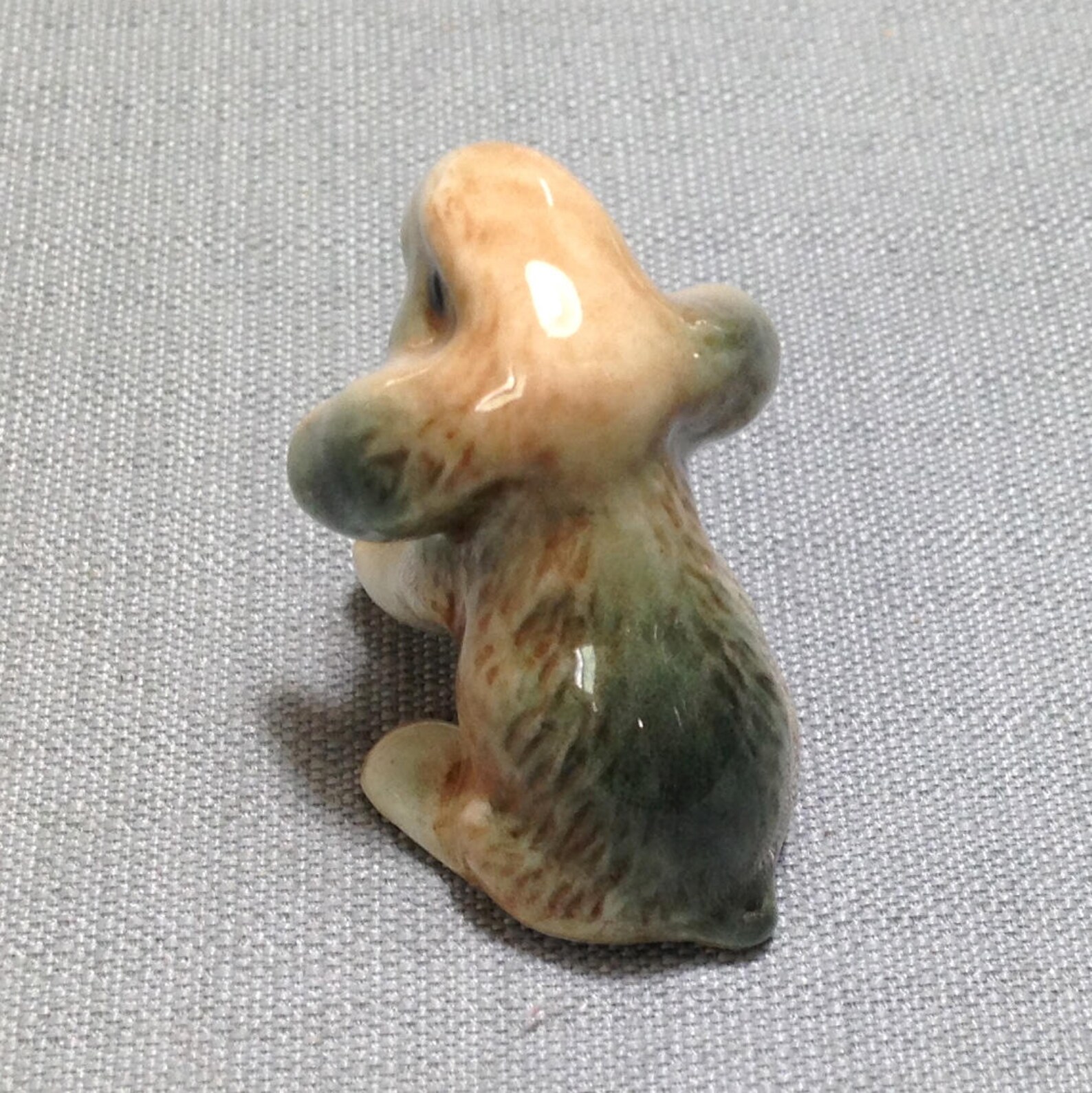 Miniature Ceramic Rabbit Bunny Animal Cute Little Brown Black Figurine ...