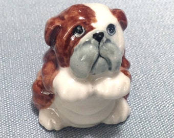 Miniature Ceramic Beagle Laying Dog Cute Little Tiny Small Brown Black ...