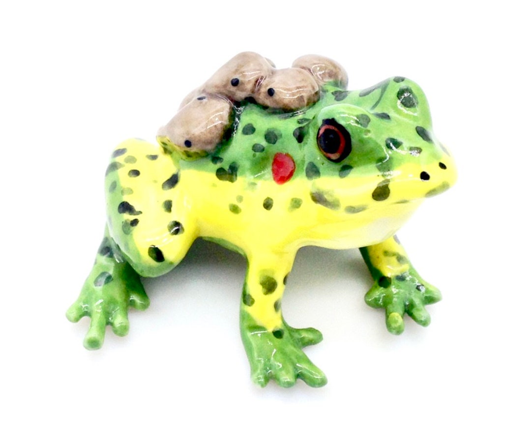 Miniature Ceramic Frog Toad Babies Animal Cute Little Green Yellow ...