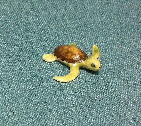 Miniature Ceramic Turtle Baby Reptile Sea Animal Cute Little | Etsy