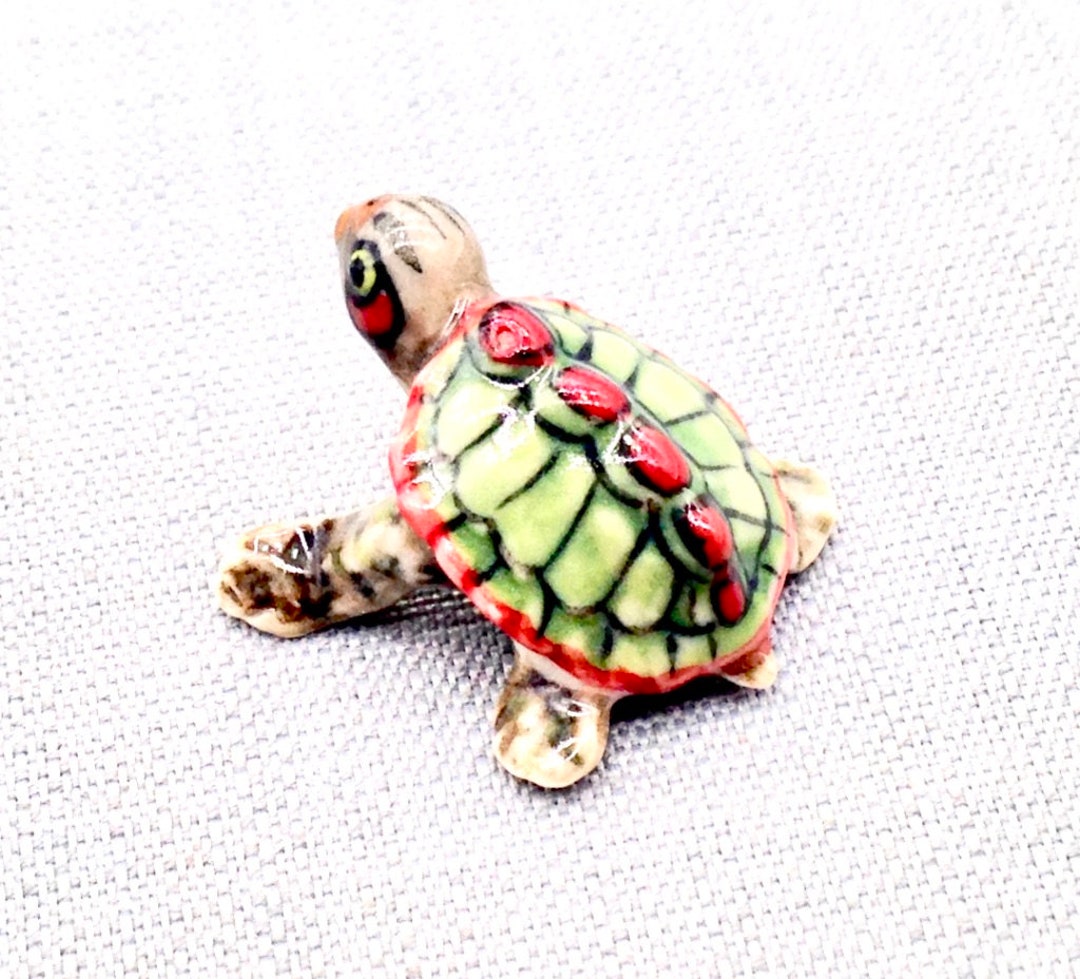 Miniature Ceramic Turtle Mini Baby Reptile Animal Cute Little Grey ...