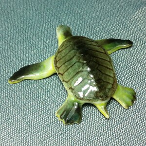 Miniature Ceramic Turtle Reptile Sea Animal Cute Little Yellow Green ...