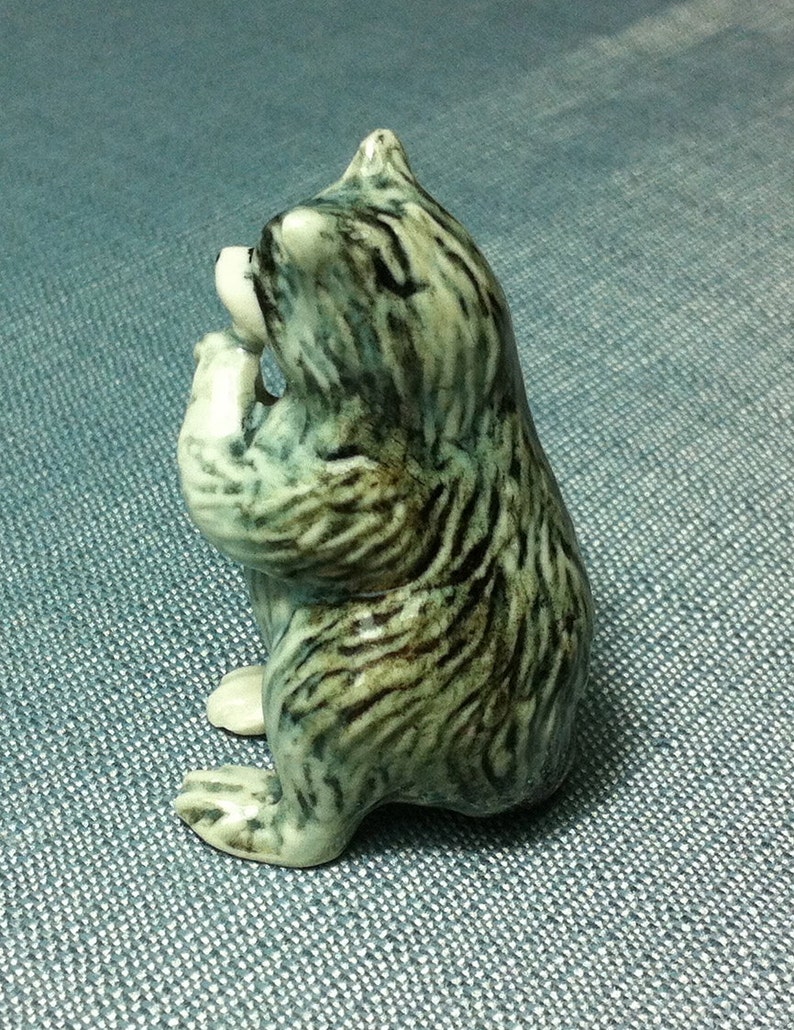 Miniature Ceramic Raccoon Sitting Animal Cute Little Tiny | Etsy