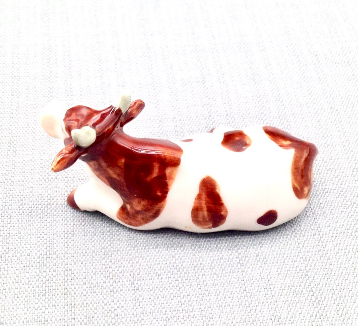 Miniature Ceramic Farm Cow Bull Animal Cute Little Tiny Small - Etsy