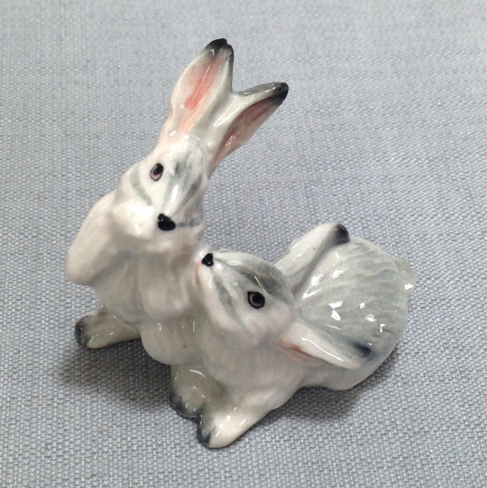 Miniature Ceramic Rabbit Family Bunny Animal Cute Little Funny - Etsy