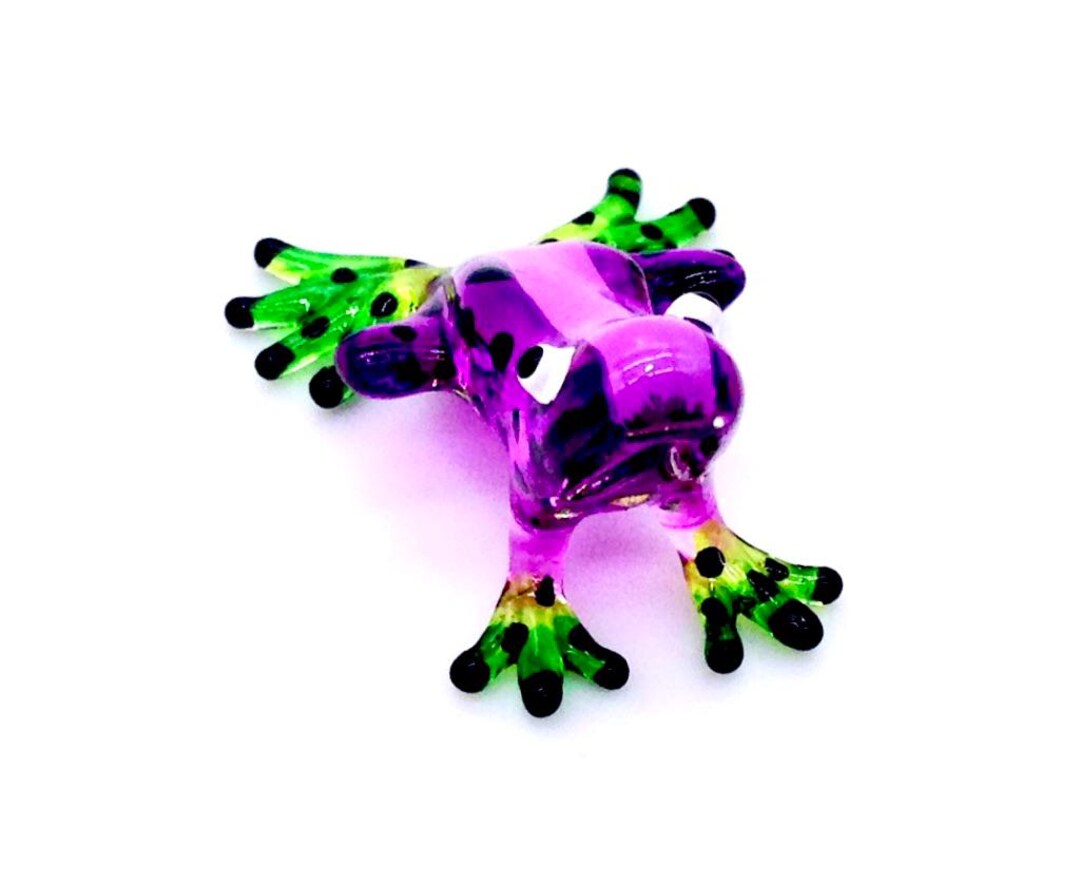 Frog Miniature Hand Blown Glass Toad Reptile Animal Purple Green ...