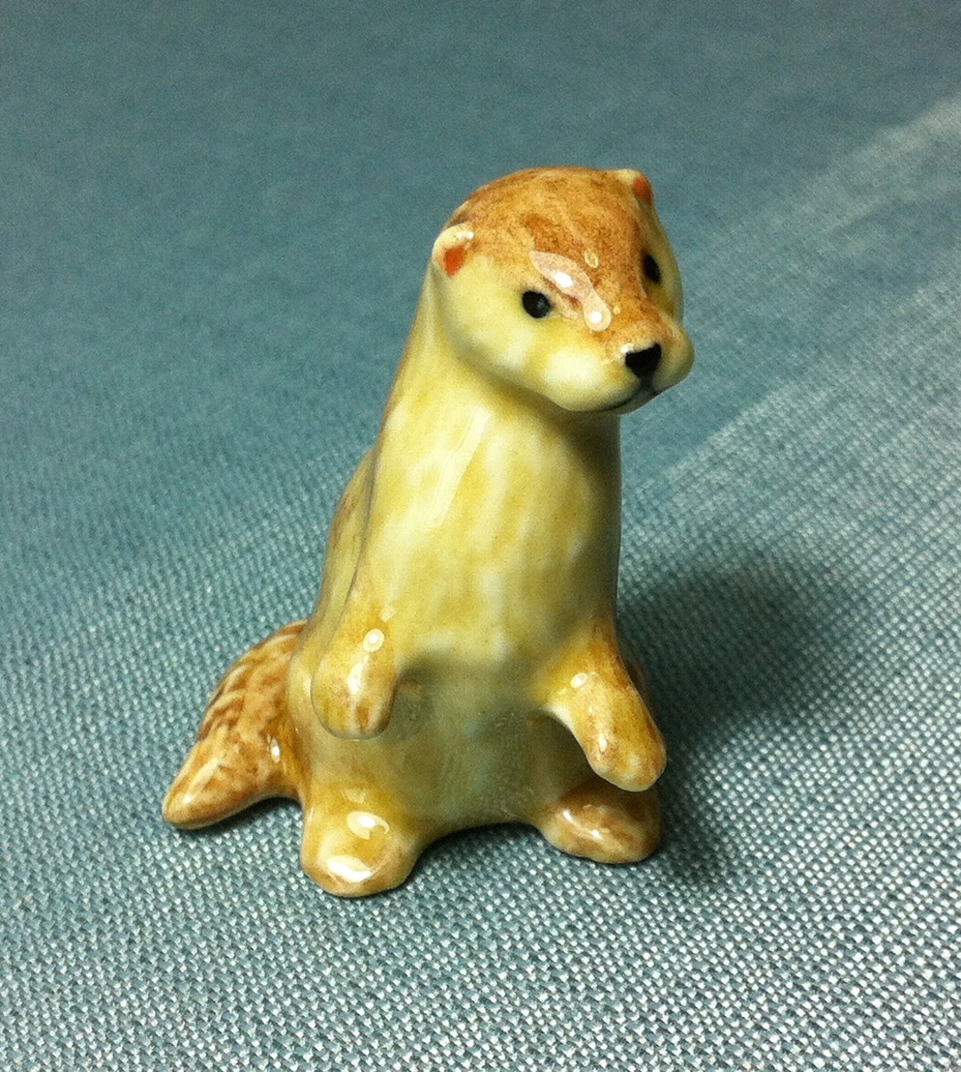 Miniature Ceramic Otter Animal Funny Cute Little Orange Beige Yellow ...