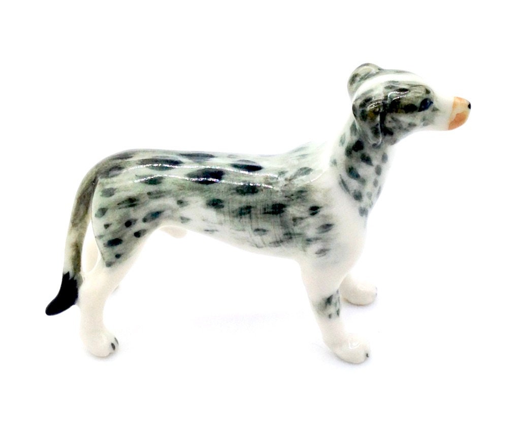 Miniature Ceramic Dog Greyhound Hunting Standing Little Animal Grey ...