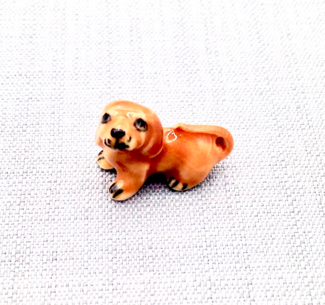 Miniature Ceramic Dachshund Dog Baby Mini Animal Cute Little Brown ...