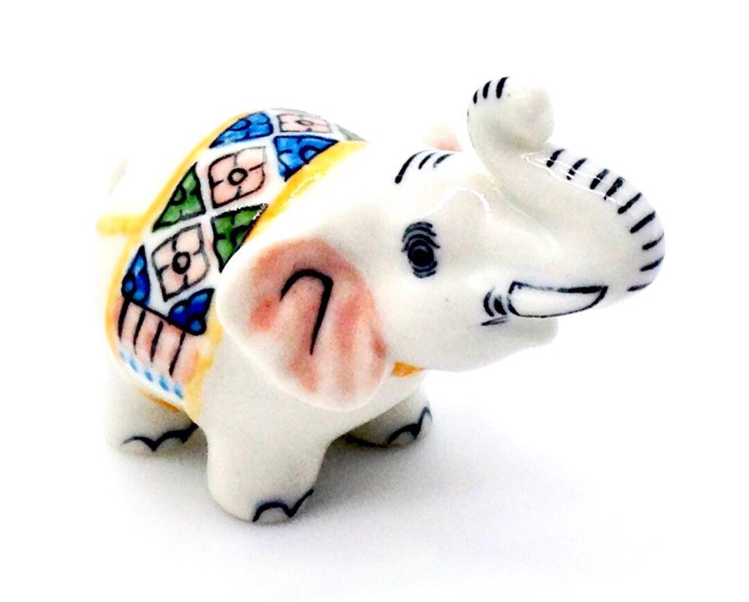 Miniature Ceramic Thai Elephant Animal Funny Little Figurine White ...