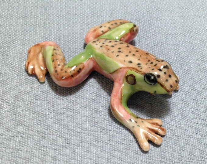 Miniature Ceramic Frog Toad Animal Reptile Cute Little Tiny Small Green ...