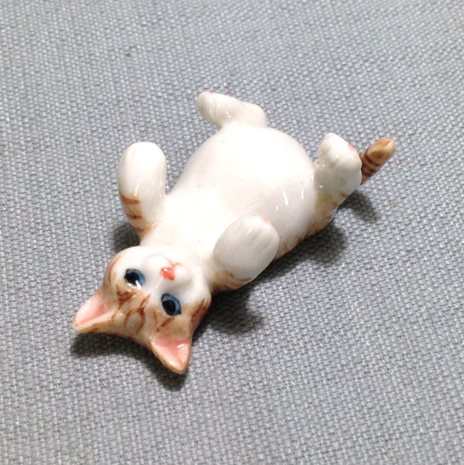 Miniature Ceramic Cat Kitty Playing Animal Cute Little Tiny | Etsy