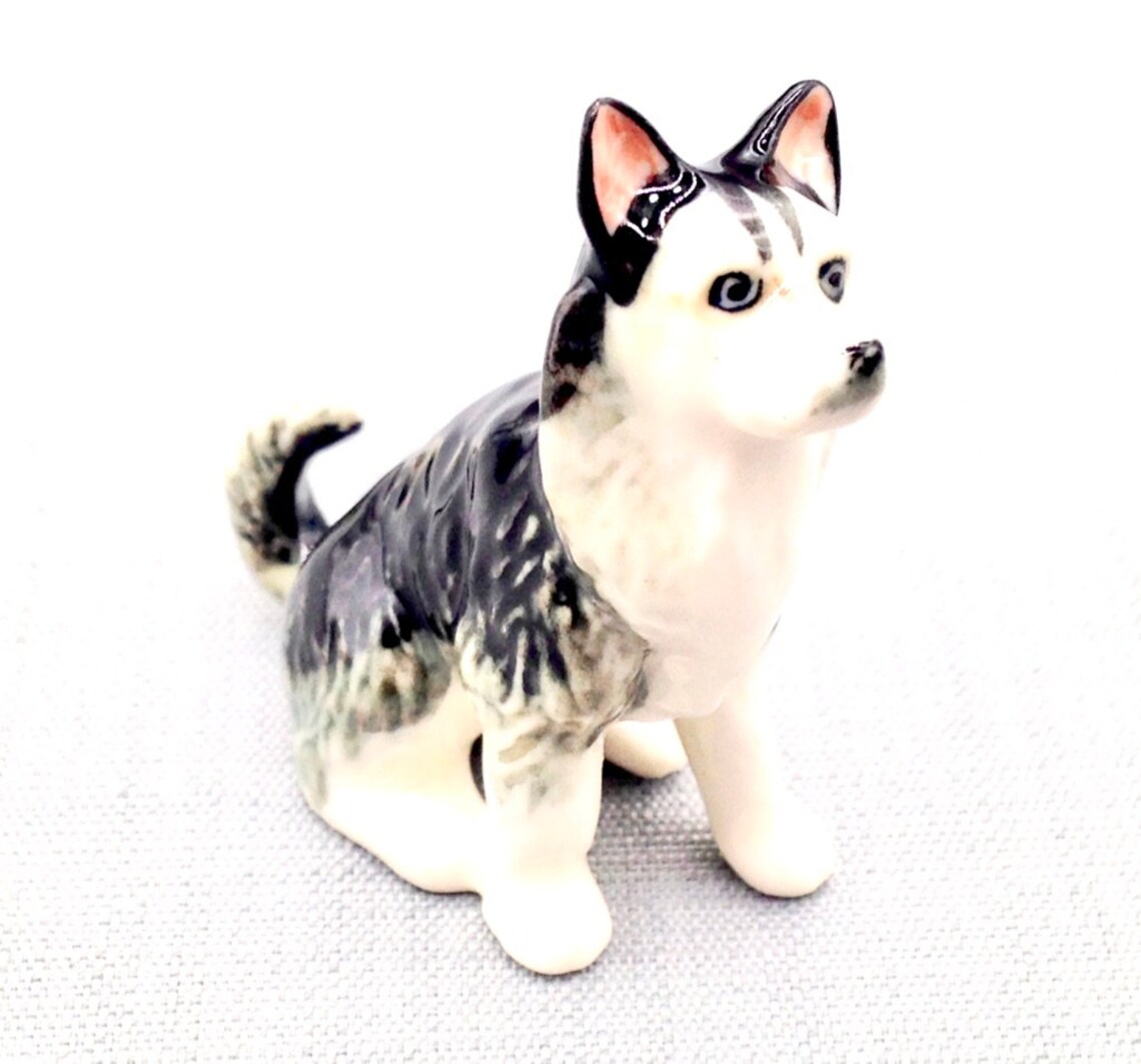 Miniature Ceramic Siberian Husky Sit Dog Animal Cute Little - Etsy