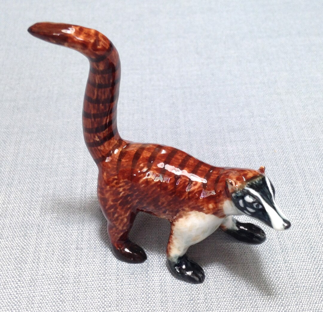 Miniature Ceramic Coati Lemur Walking Animal Cute Small Brown - Etsy