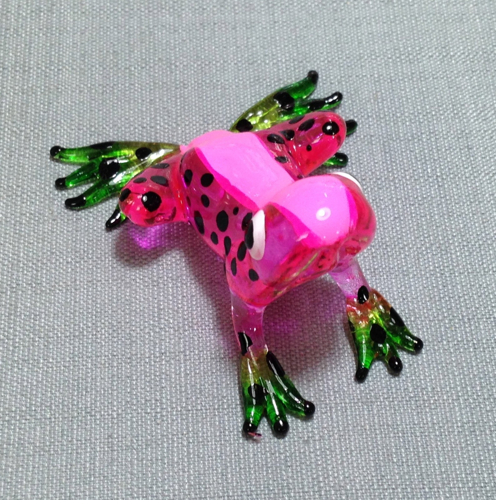 Hand Blown Glass Funny Miniature Toad Frog Reptile Animal Pink - Etsy