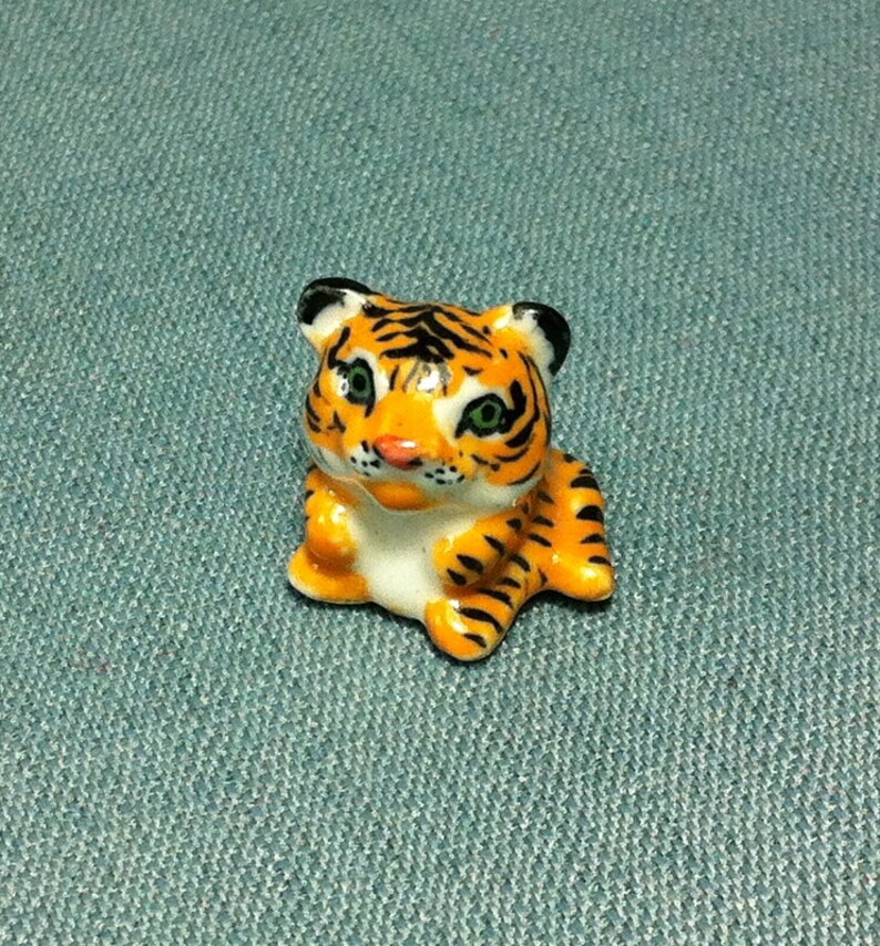 Miniature Ceramic Tiger Mini Baby Feline Jungle Animal Cute - Etsy