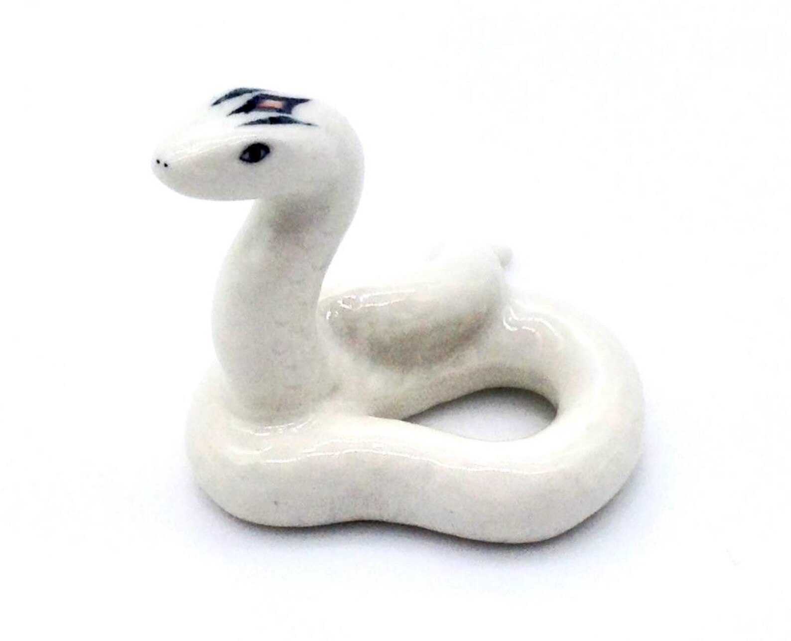 Miniature Ceramic Snake Reptile Cobra Mini Animal Little White Figurine ...