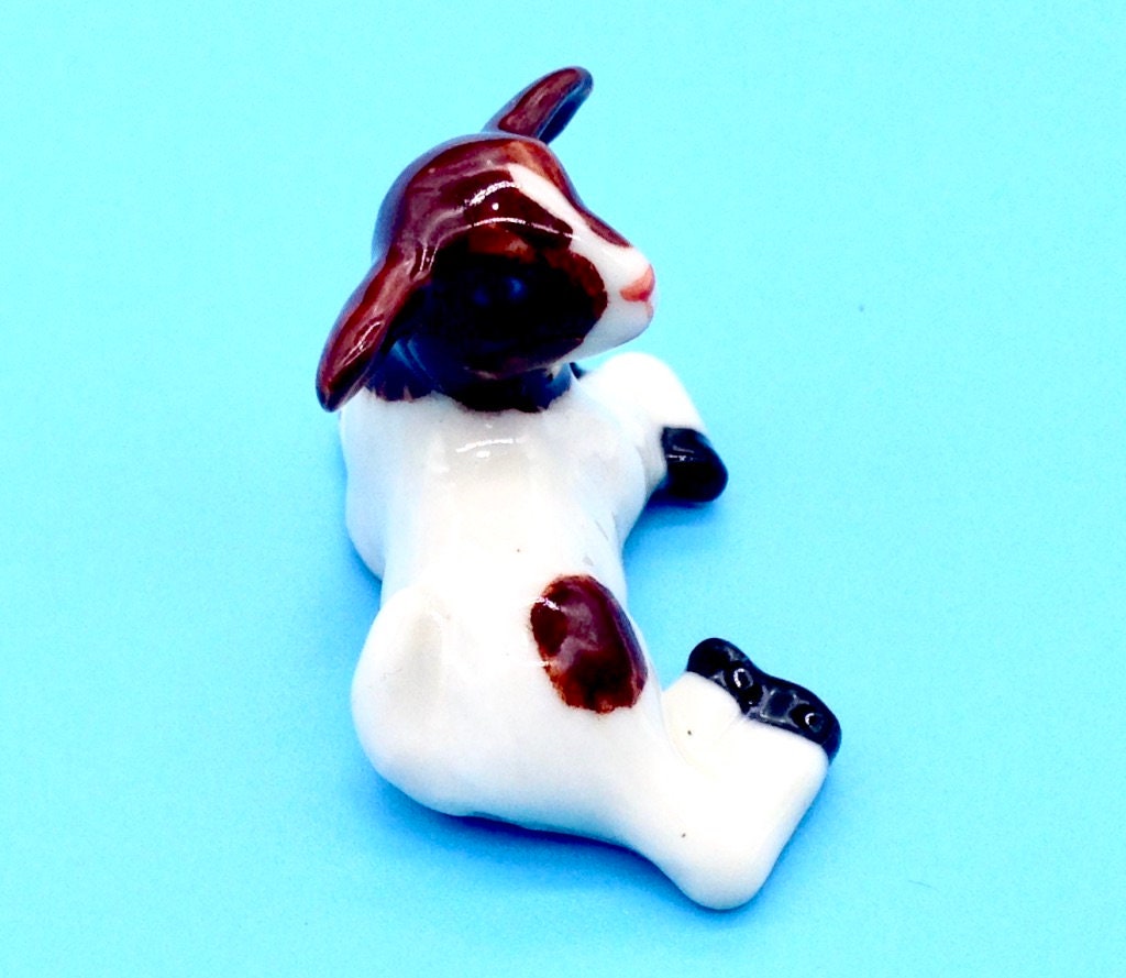 Miniature Ceramic Goat Funny Kid Baby Animal Little White Brown Figure ...